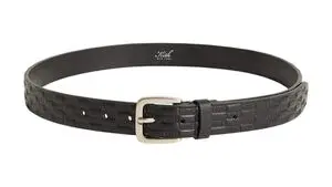 Kith Monogram Tumbled Leather Belt - Black