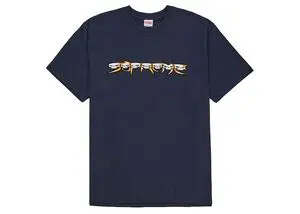 Supreme Skulls Spellout Tee Shirt - Navy Blue