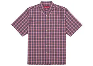Supreme Mini Plaid Short Sleeve Shirt - Pink