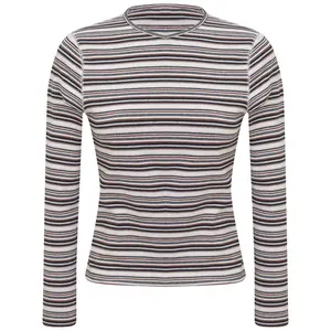 24/7 Striped V-neck Long Sleeve Tee65% Cotton, 30% Polyester - Black