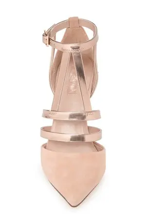 Topshop Geneva' Strappy Mixed Media Pump