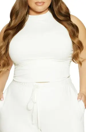 Naked Wardrobe X Lori Harvey Side Ruched Crop Tank - White