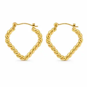 GEMINI JEWELRY 18k Yellow Plated Twisted-rope Heart Hoop Earrings - Gold