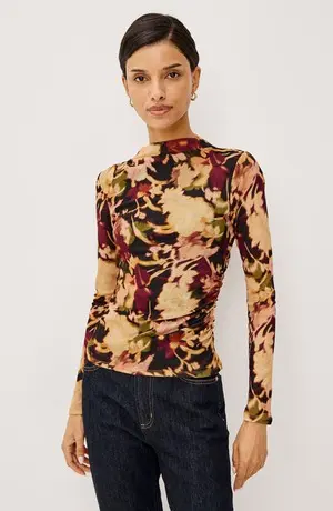 Rails Joelle Floral Mesh Mock Neck Top