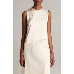 Vince Asymmetric Hem Shell With Lace - Creme