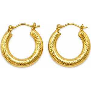 GEMINI JEWELRY 18k Yellow Plated Textured Hoop Earrings - Gold