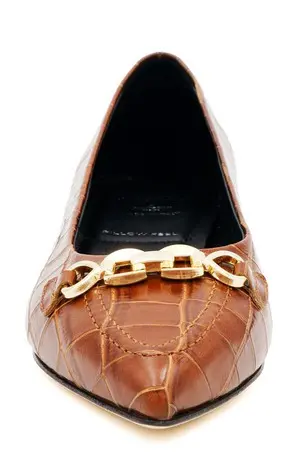 AMALFI BY RANGONI Tappeto Croc Embossed Leather Skimmer Flat - Bruciato