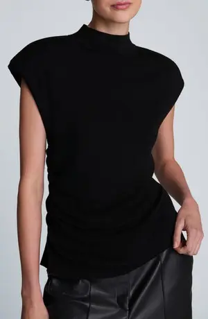 KENNETH COLE Asymmetrical Mock Neck Sweater - Black