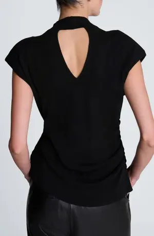 KENNETH COLE Asymmetrical Mock Neck Sweater - Black