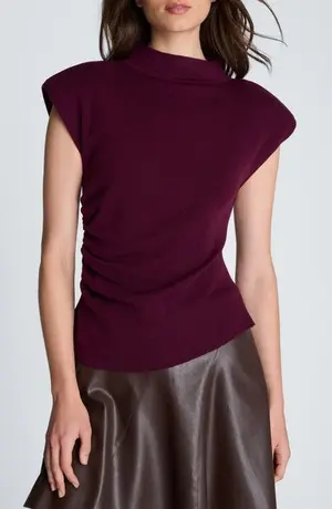 KENNETH COLE Asymmetrical Mock Neck Sweater - Sugar Beet
