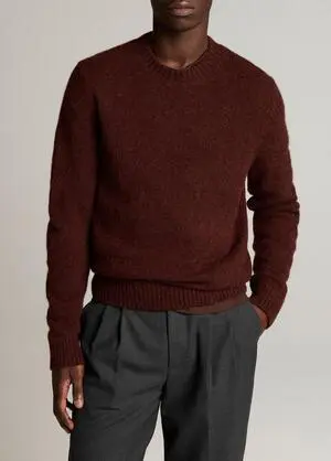 Vince Men's Mottled Marl Crew Neck Sweater Mahogany