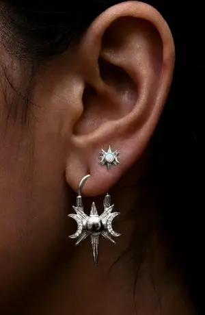 AWE INSPIRED Opal Triple Moon Stud Earrings