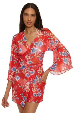 BECCA By Rebecca Virtue Countryside Floral Convertible Mesh Cover-up