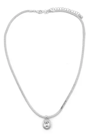 PANACEA Crystal Circle Pendant Necklace - Silver