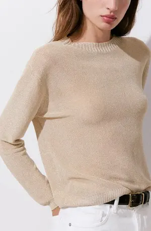 Mango Metallic Sweater Gold