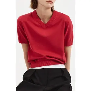 Mango V-neck Sweater Red