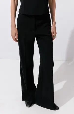 Mango High-waisted Flare Leg Pants - Black