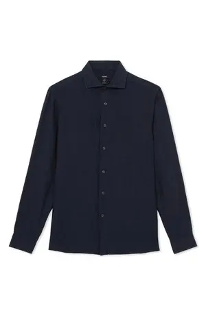 REISS Ruban Linen Button-up Shirt - Navy