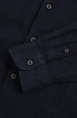 REISS Ruban Linen Button-up Shirt - Navy