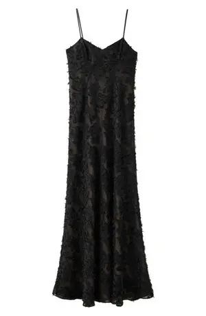 Mango Floral Appliqué Semisheer Dress