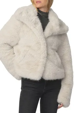 Joe's Jeans Faux Fur Coat With Oversized Collar - Stone