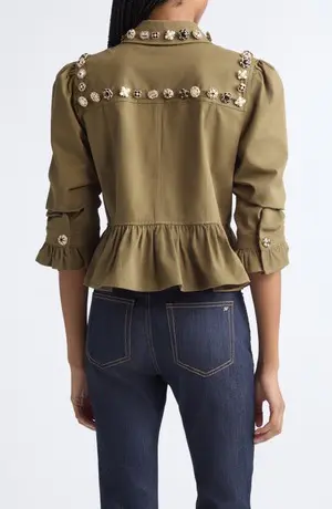 Cinq À Sept Delanie" Mixed Button Embellished Peplum Jacket
