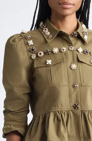 Cinq À Sept Delanie" Mixed Button Embellished Peplum Jacket
