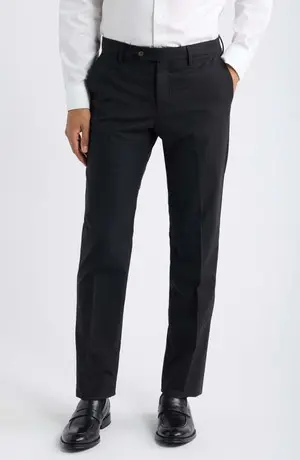 BERLE Berle Flat Front Tropical Weight Stretch Wool Dress Pants