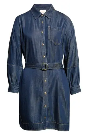 Cinq À Sept Leona Belted Denim Shirtdress