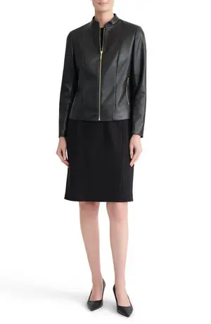 KASPER Faux Leather Zip-up Jacket