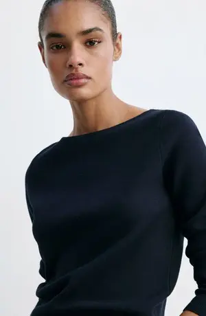 Mango Boat Neck Sweater - Navy