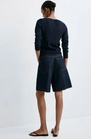 Mango Boat Neck Sweater - Navy
