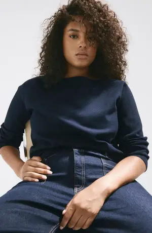 Mango Boat Neck Sweater - Navy