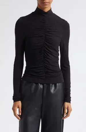 TOCCIN Angela Ruched Mock Neck Top