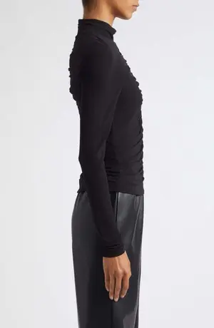 TOCCIN Angela Ruched Mock Neck Top