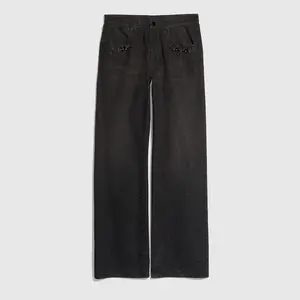Gucci Flared Cotton Denim Pants With Horsebit