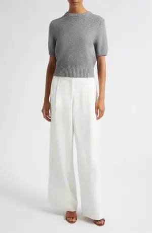 TOCCIN Elsie Short Sleeve Wool & Cashmere Sweater - Storm