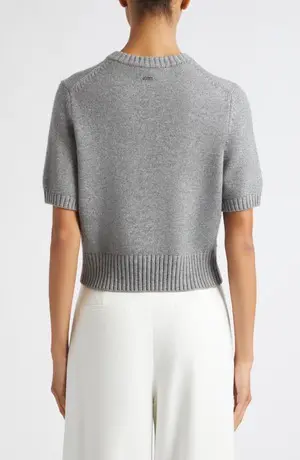 TOCCIN Elsie Short Sleeve Wool & Cashmere Sweater - Storm