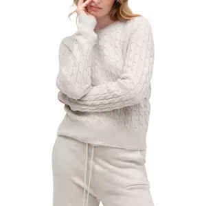 Chinti & Parker Pure Cashmere Cable Knit Sweater - Chinchilla