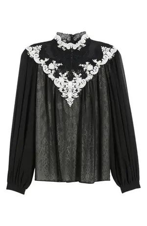 Kobi Halperin Teagan Embroidered Mock Neck Top