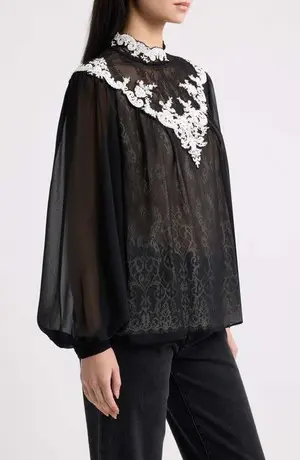Kobi Halperin Teagan Embroidered Mock Neck Top