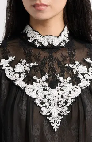 Kobi Halperin Teagan Embroidered Mock Neck Top