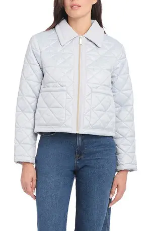 Kate Spade New York Zip Front Quilted Jacket - Quarry Grey