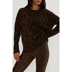 Beach Riot Callie Leopard Knit Crewneck Sweater
