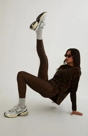 Beach Riot Callie Leopard Knit Crewneck Sweater