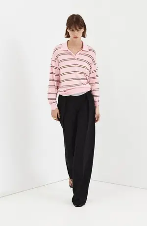 Mango Stripe Polo Sweater