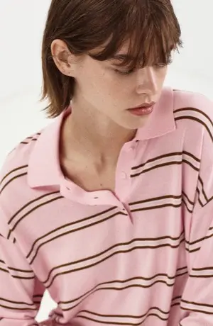 Mango Stripe Polo Sweater