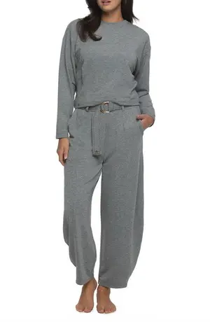 Felina Emery Top And Barrel Pants Sleep Set Heather Grey