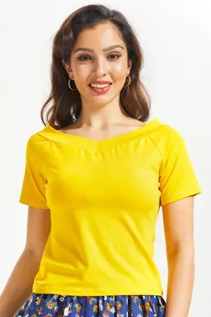 MODCLOTH Ready For A Roman Holiday Short Sleeve Top - Marigold