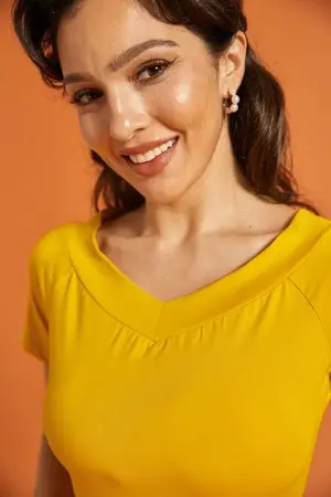 MODCLOTH Ready For A Roman Holiday Short Sleeve Top - Marigold